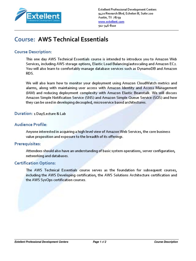 AWS Technical Essentials Course | PDF | Amazon Web Services | Cloud Computing