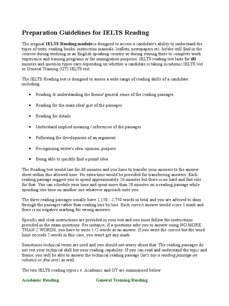 Ielts Preparation Pdf International English Language Testing System