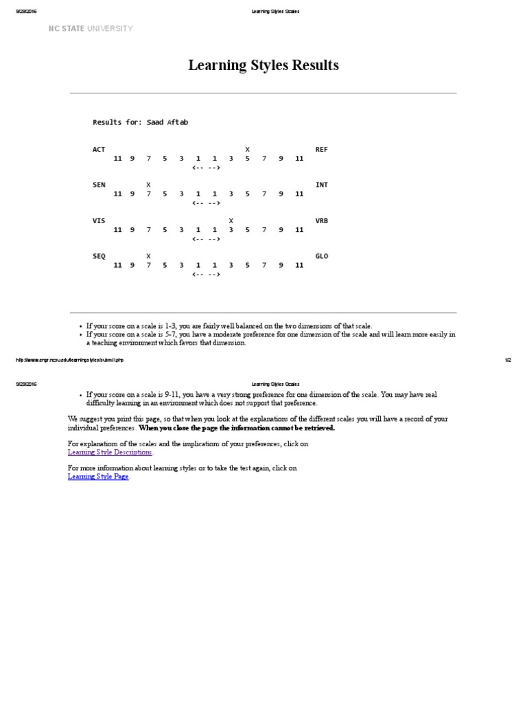 Learning Styles Scales | PDF