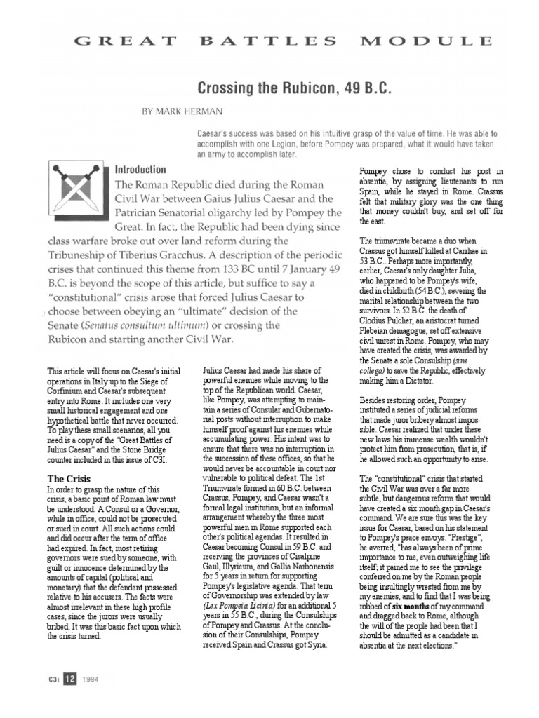 Crossing The Rubicon, 49 BC PDF | PDF | Pompey | Julius Caesar