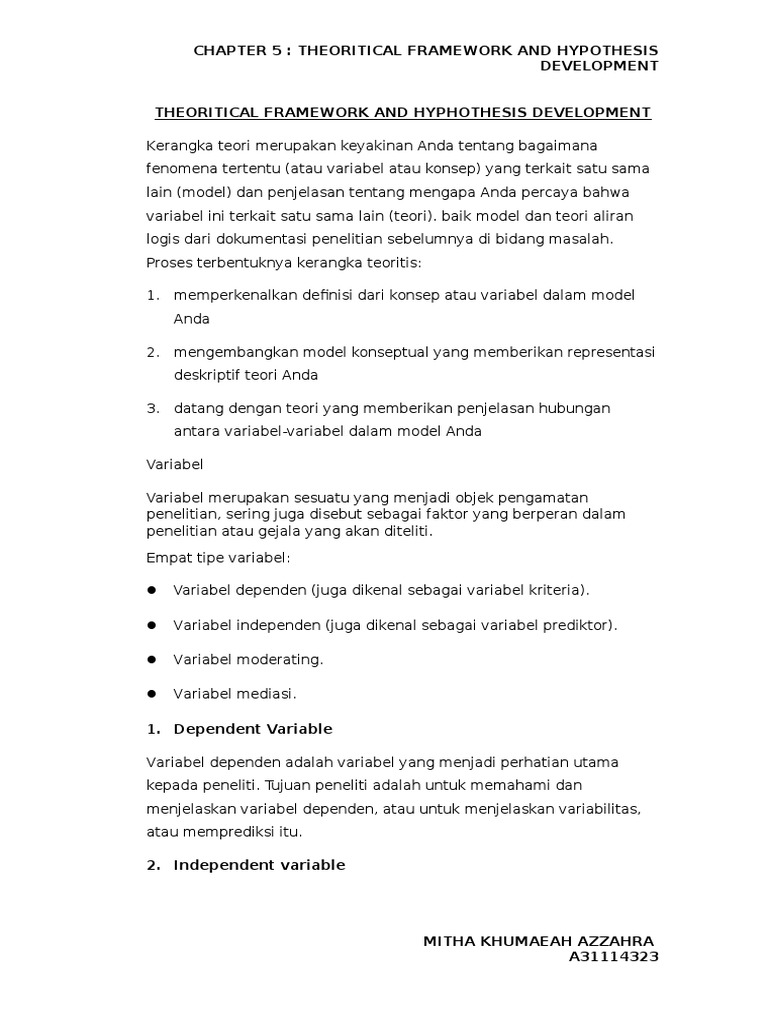 Chapter 5 Theoritical Framework and Hypothesis Development | PDF