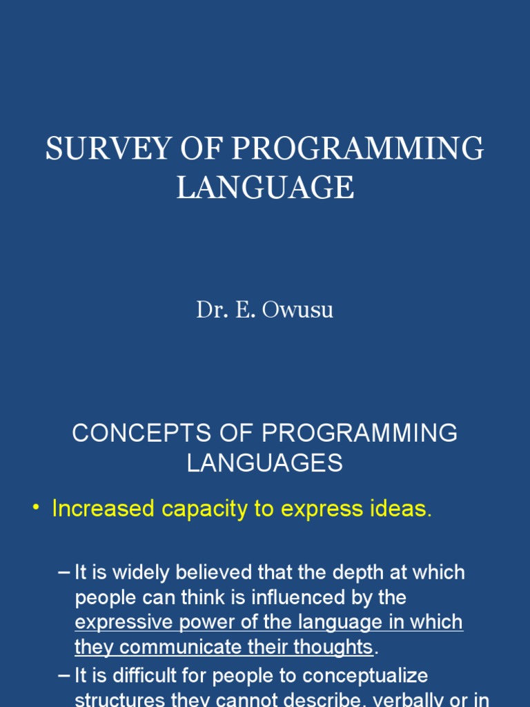 Survey of Programming Language Lecture 1 | PDF | Programming Language ...
