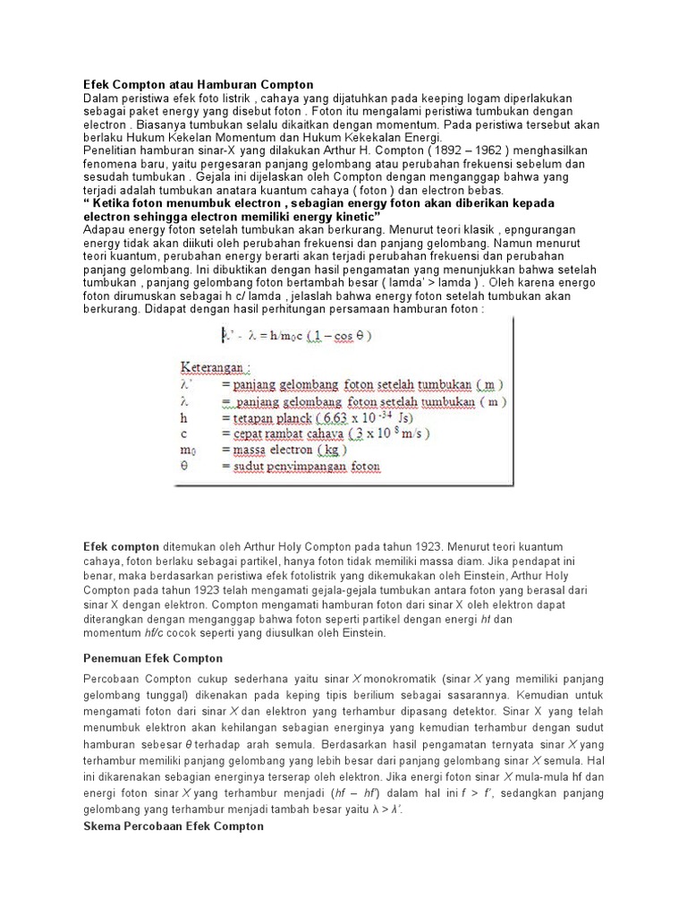 Efek Compton Atau Hamburan Compton | PDF | Sains & Matematika
