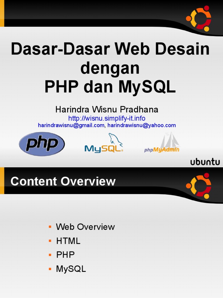 Presentasi Dasar-Dasar HTML, PHP Dan MySQL | PDF