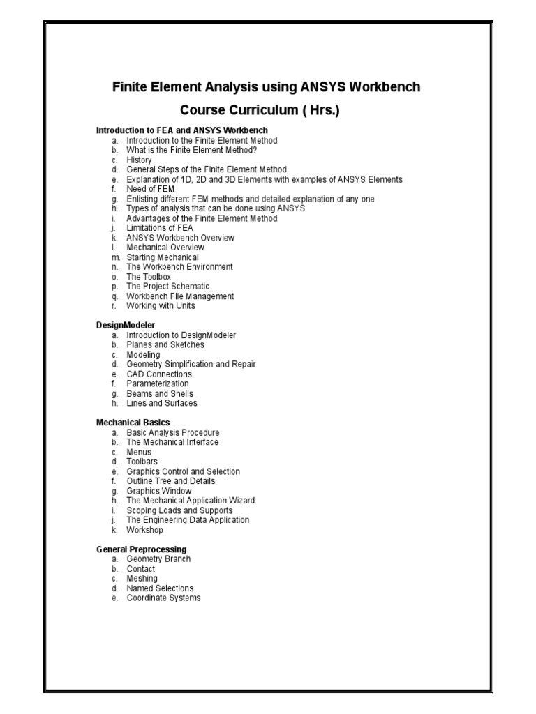 FEA Fundamentals with ANSYS Workbench | PDF | Finite Element Method ...