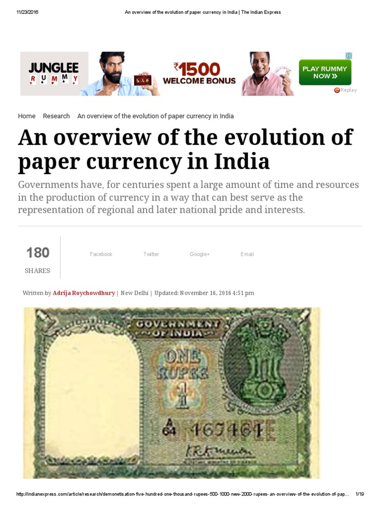 An Overview of The Evolution of Paper Currency in India - The Indian ...