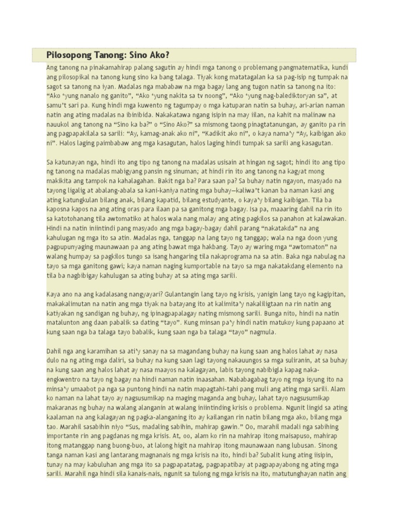 Pilosopong Tanong | PDF