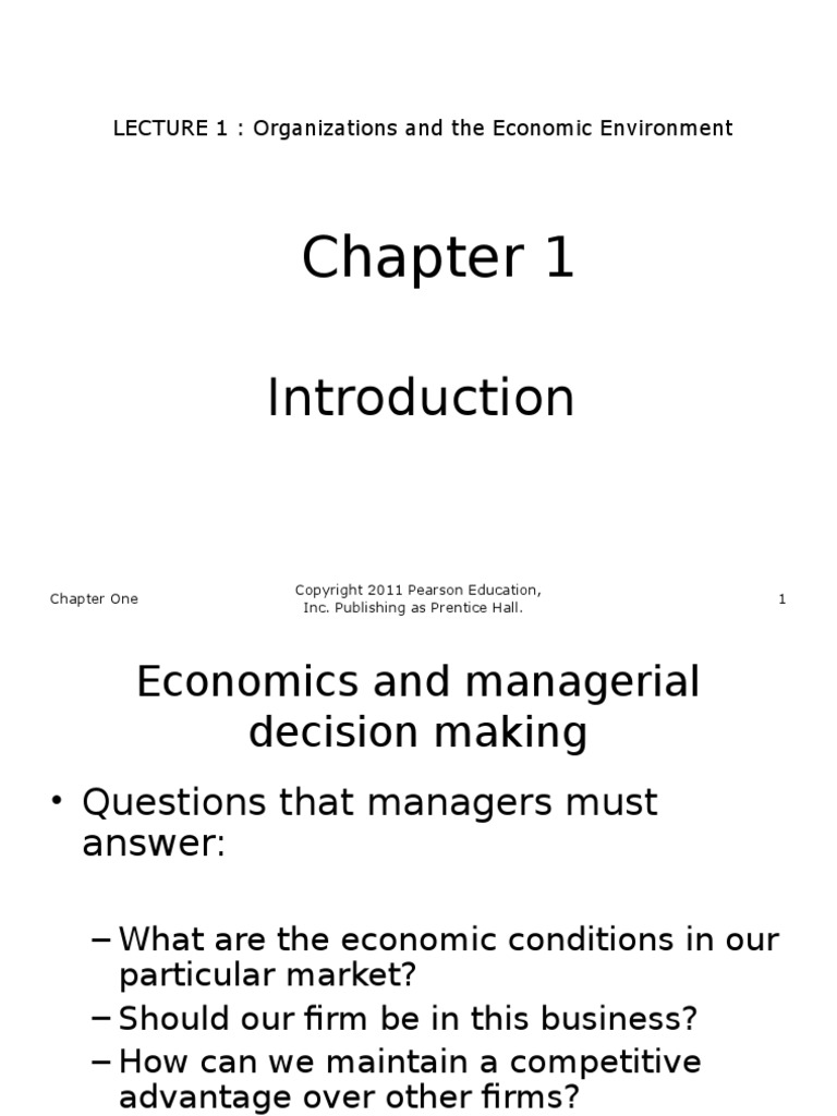 LECTURE 1: Organizations and The Economic Environment: Chapter One Inc ...