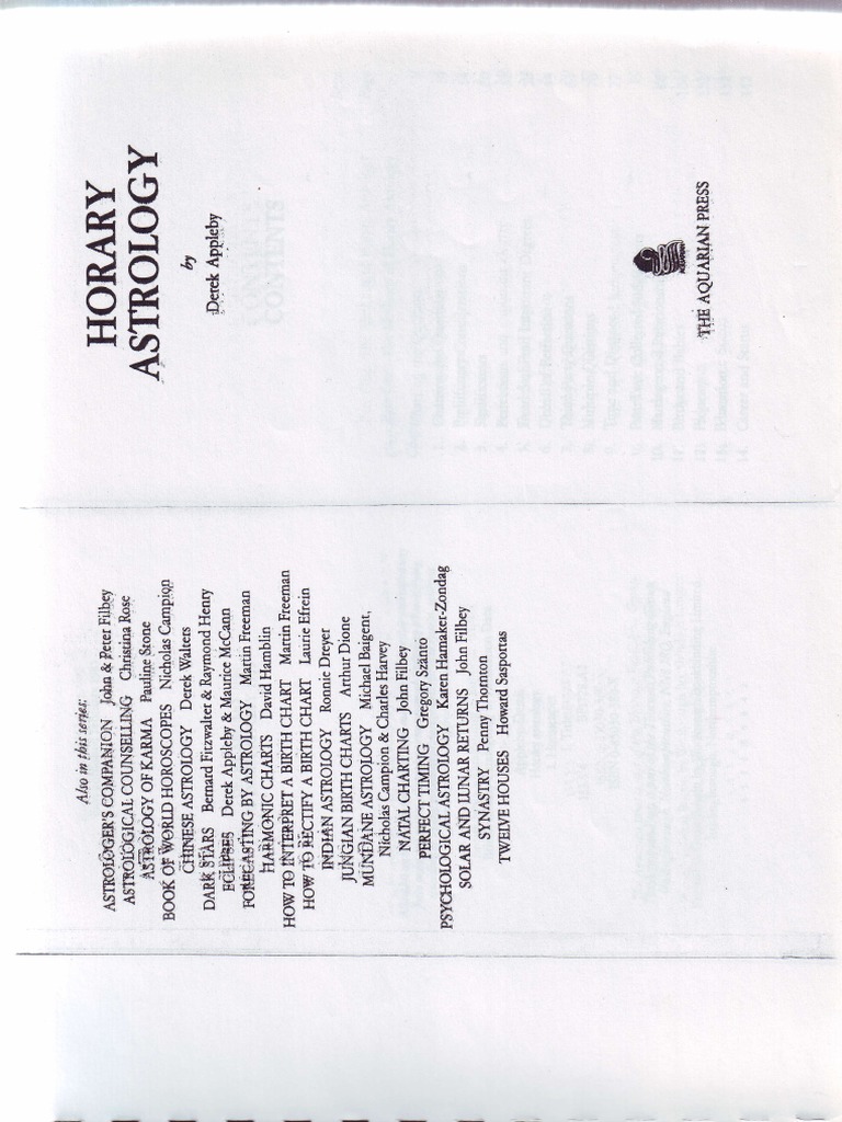 Horary Astrology by Derek Appleby | PDF