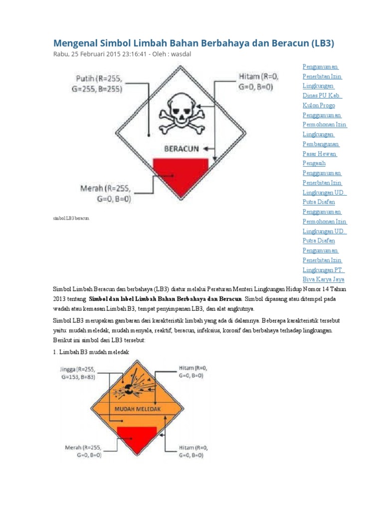 Simbol Limbah B3 Dan Label Limbah B3 PDF, 51% OFF