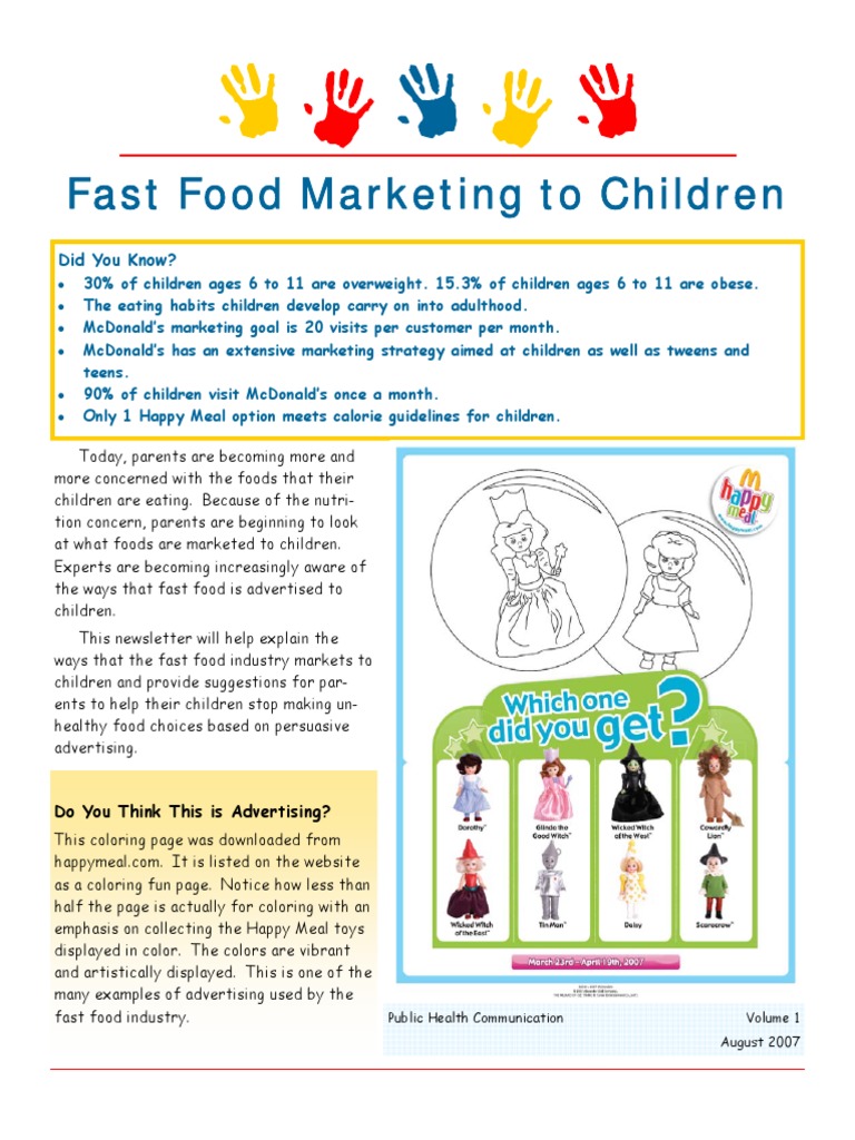 Fast Food Marketing To Children: Did You Know? | PDF | Mc Donald's ...