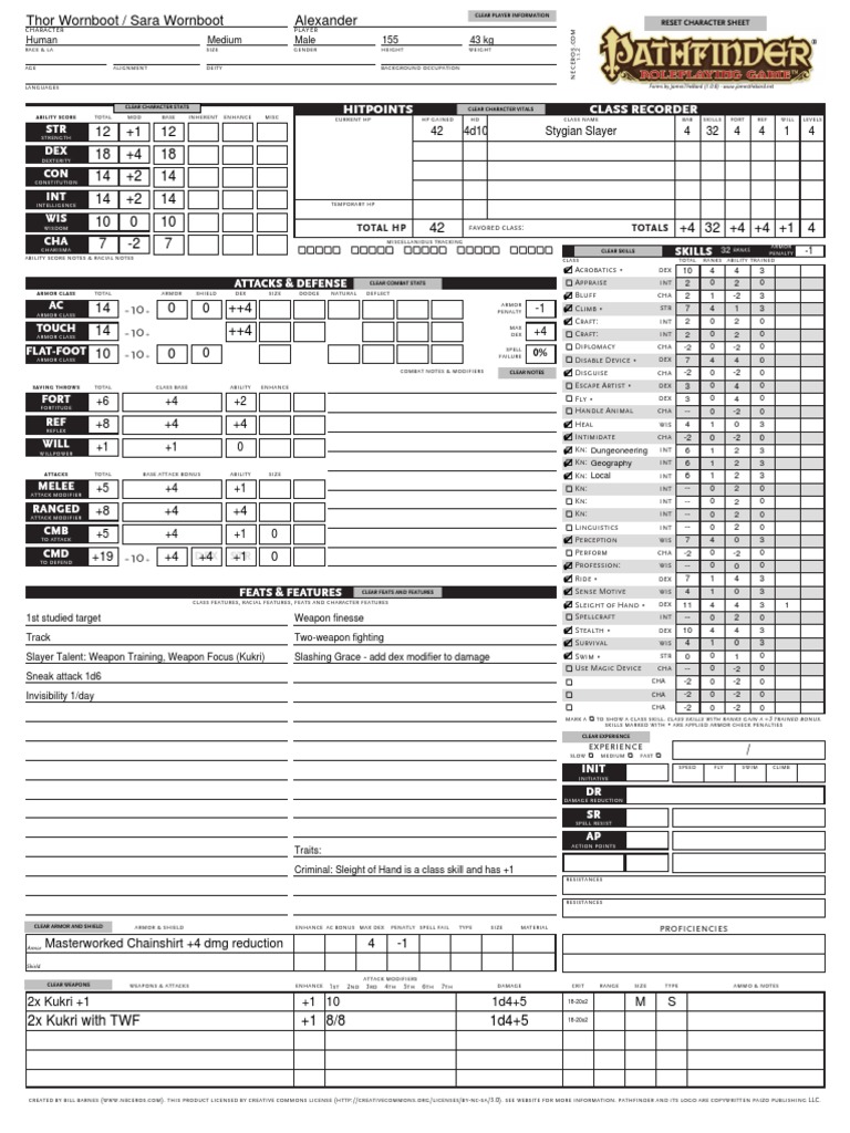 Pathfinder CharacterSheet.1.8InterActive | PDF | Role Playing Games ...