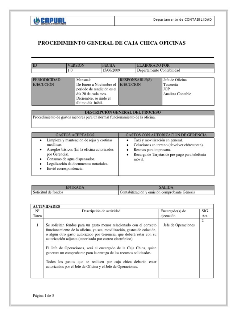 Procedimiento de Caja Chica | PDF | Contabilidad | Archivo de computadora Procedimiento de Caja Chica | PDF | Contabilidad | Archivo de computadora
