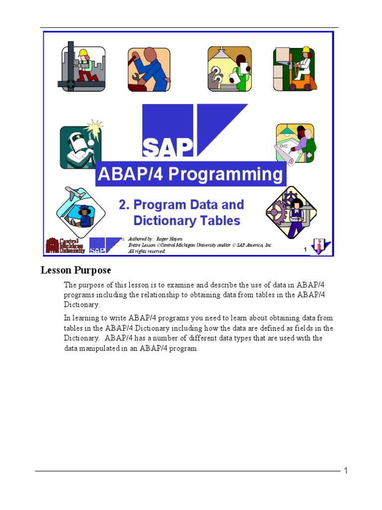 Understanding ABAP/4 Programming: Data Types, Dictionary Tables, and ...