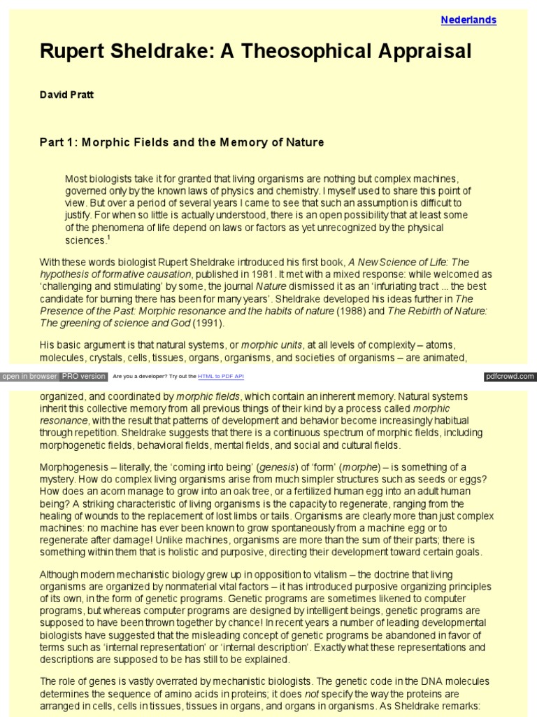 Sheldrake's Morphic Fields Explained | PDF | Rupert Sheldrake | Plane (Esotericism)