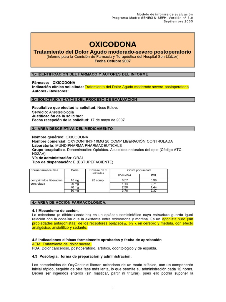 OXICODONA_hsll_1007 | Oxicodona | Farmacología