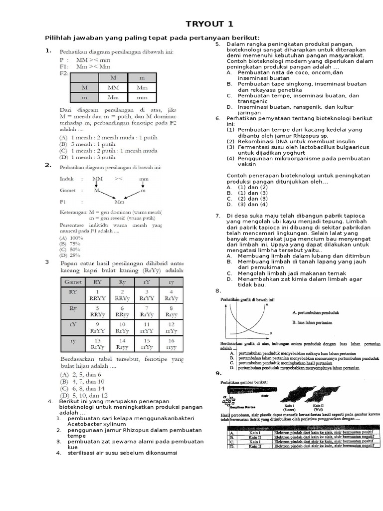SOAL Tryout IPa 1 | PDF