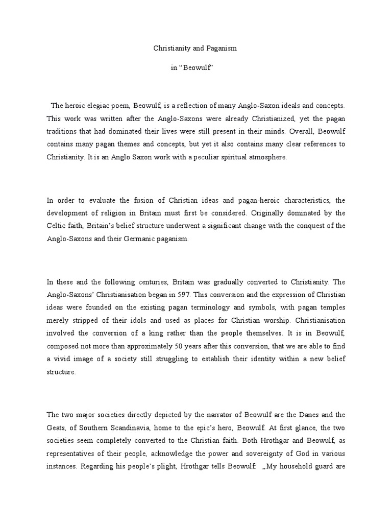 Christianity and Paganism in Beowulf | PDF | Beowulf | Anglo Saxons