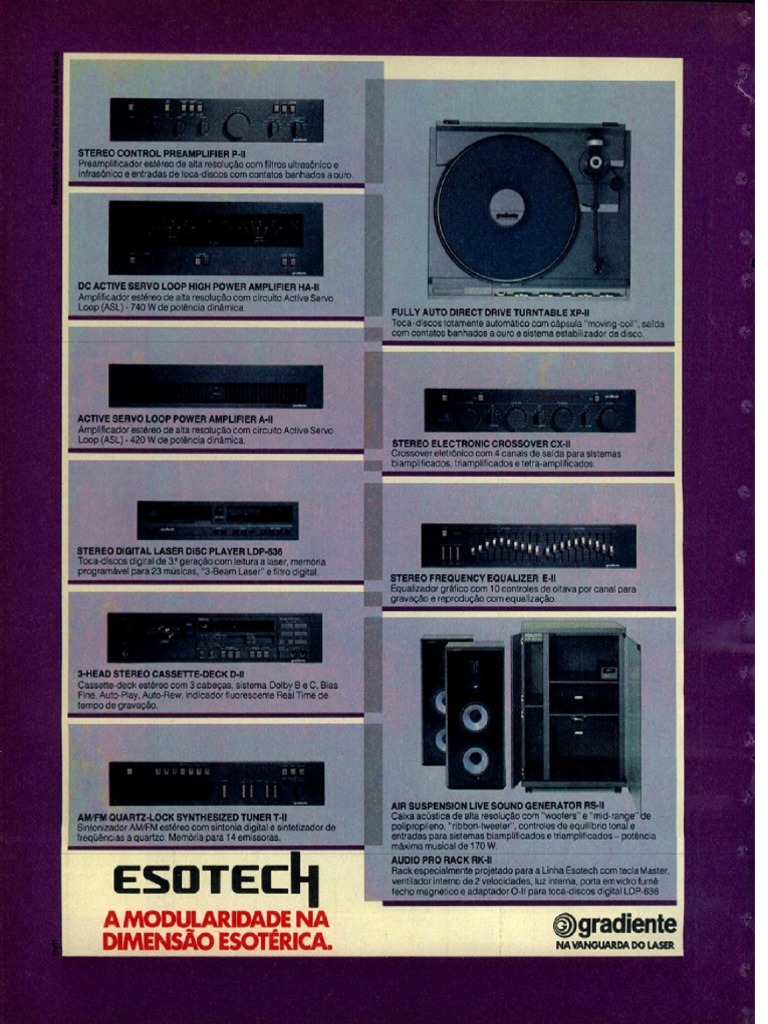 Sistema de Som Gradiente Esotech 1985 | PDF