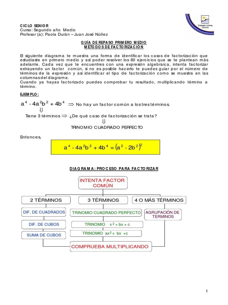 Ejercicios Factorización.pdf | Factorization | Algebra