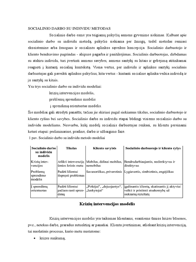 Socialinio Darbo Su Individu Metodas | PDF