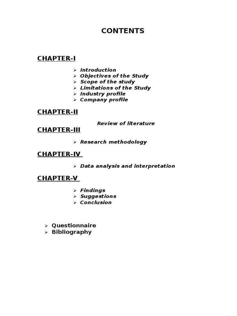 Chapter-I: Objectives of The Study Scope of The Study Limitations of ...