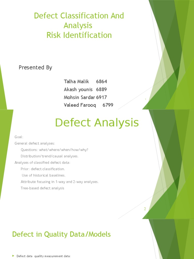 Defect Classification and Analysis Risk Identification: Presented by ...