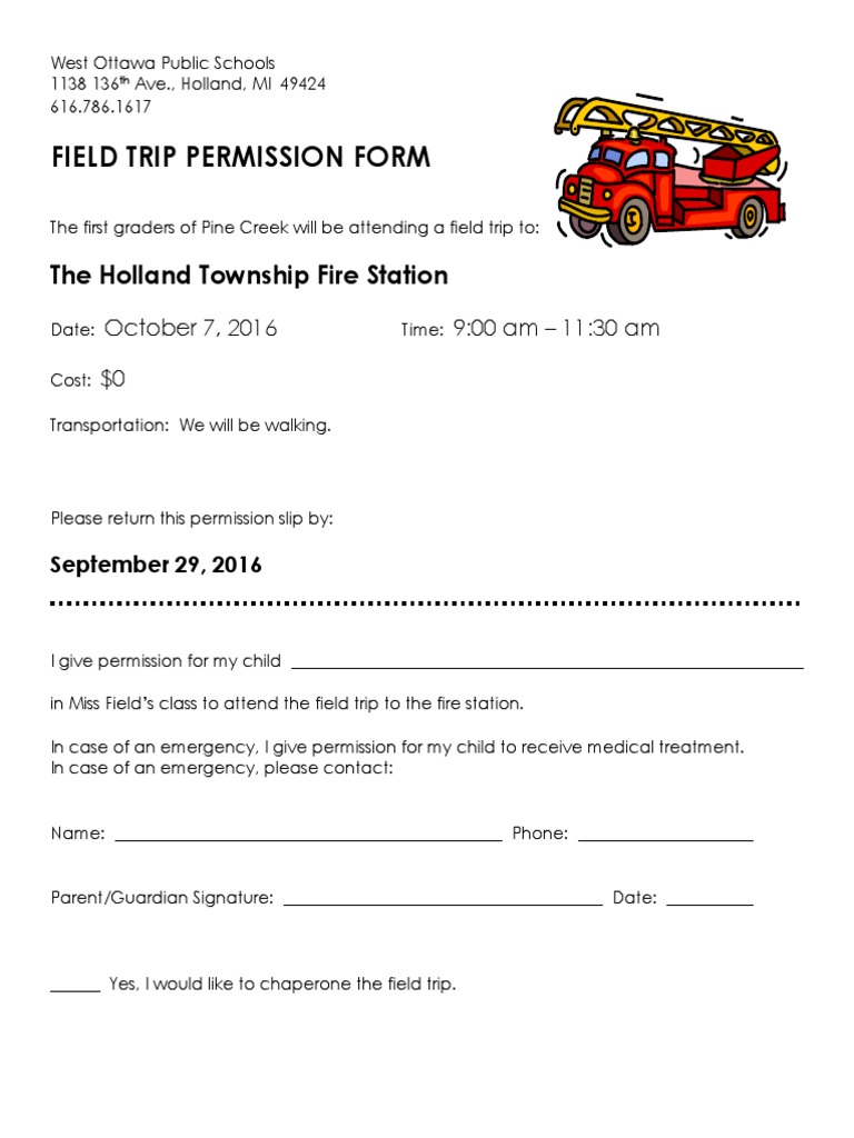 Permission Slip Fire Station | PDF