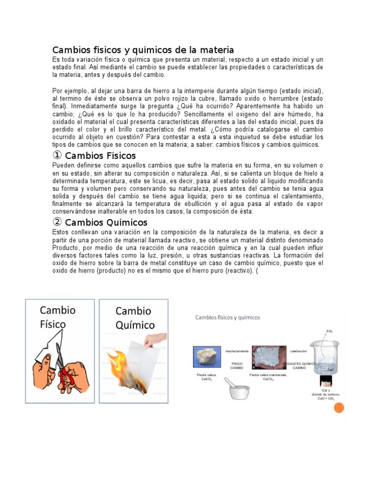 Cambios Físicos y Químicos de La Materia | PDF | Ciencia y matemáticas