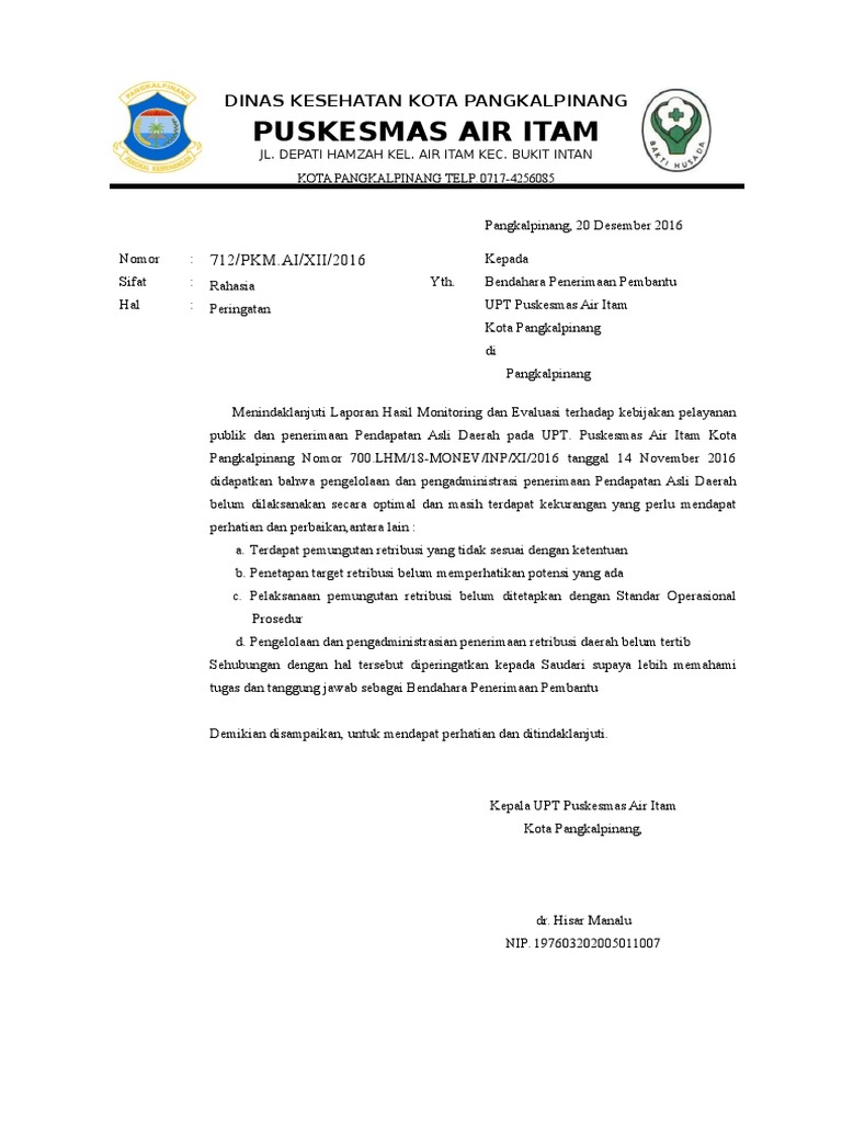 Surat Balasan Inspektorat | PDF | Kesehatan Holistik