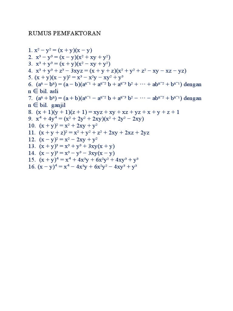 Rumus Pemfaktoran | PDF