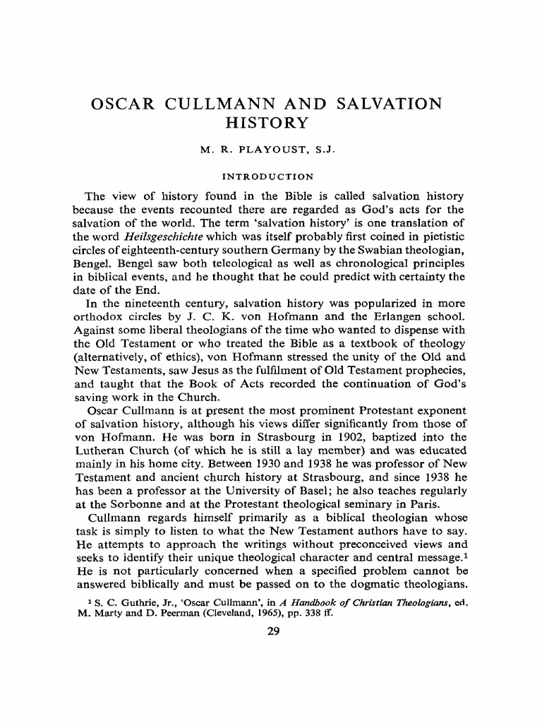 Oscar Cullmann and Salvation History | PDF | Salvation | Jesus