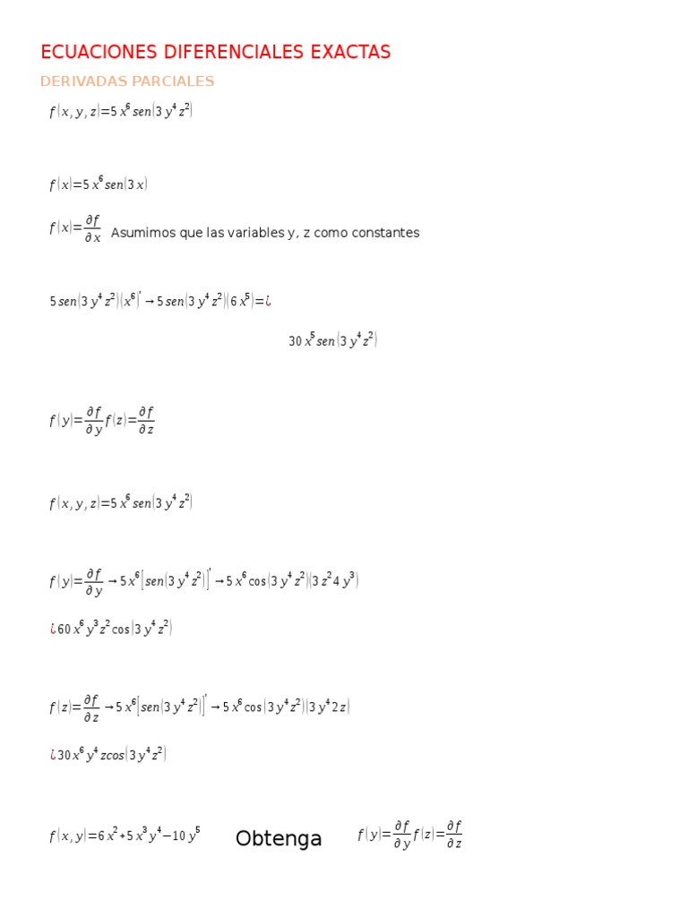 Ecuaciones Diferenciales Exactas | PDF | Cálculo | Física