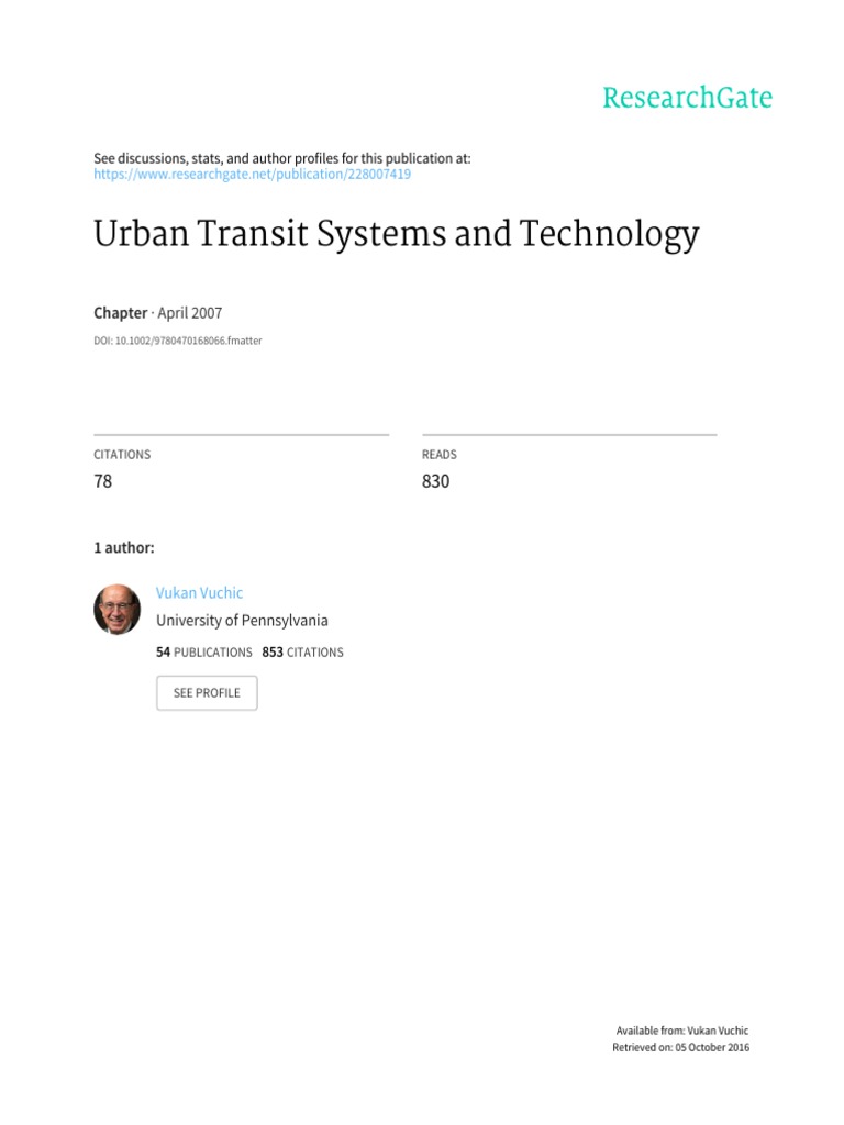 Urban Transit Systems and Technology | PDF | Public Transport | Rail ...