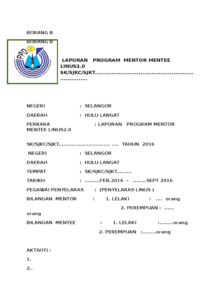 Laporan Program Mentor Mentee Sekolah | PDF