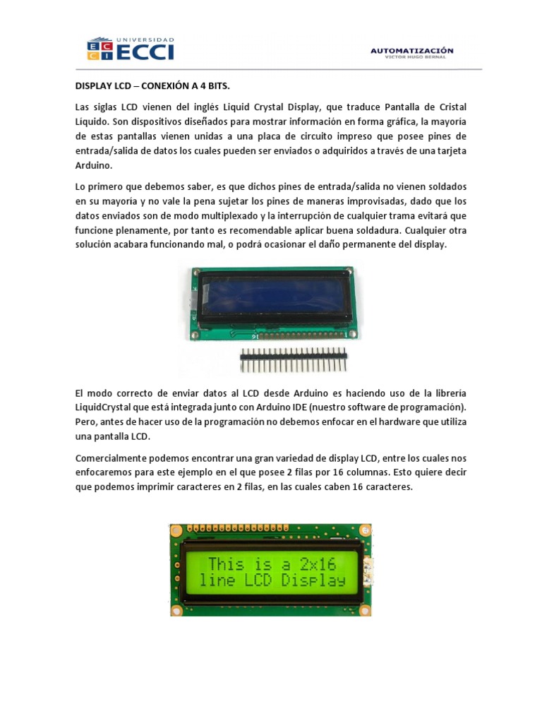 LCD Arduino | PDF | Arduino | Pantalla de cristal líquido