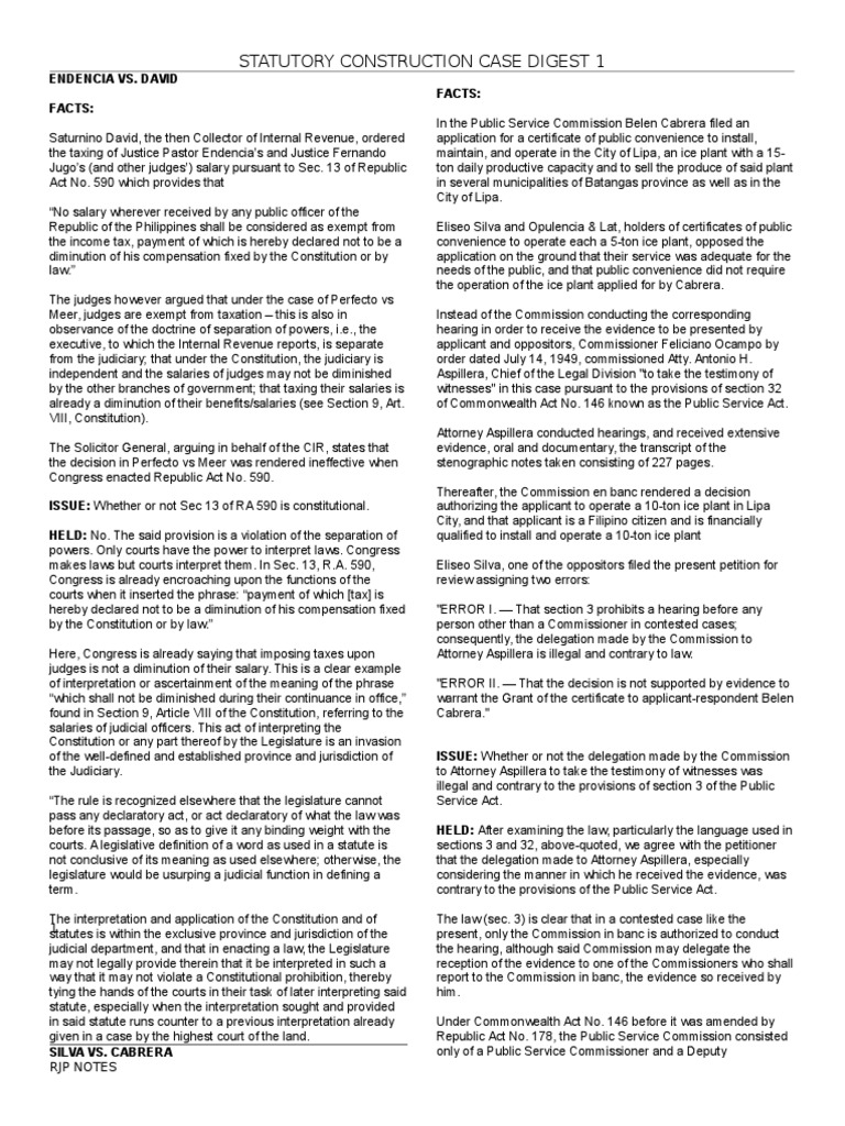 Statcon Case Digest Part 1 | Deposition (Law) | Judiciaries