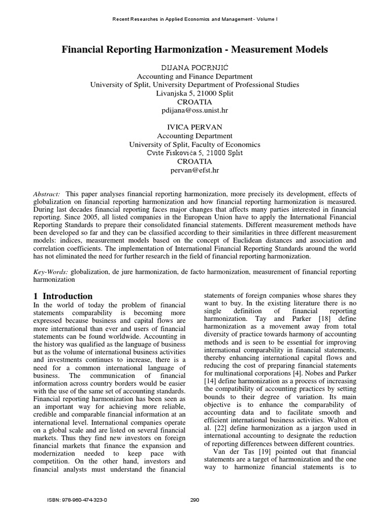 Financial Reporting Harmonization - Measurement Models | PDF ...