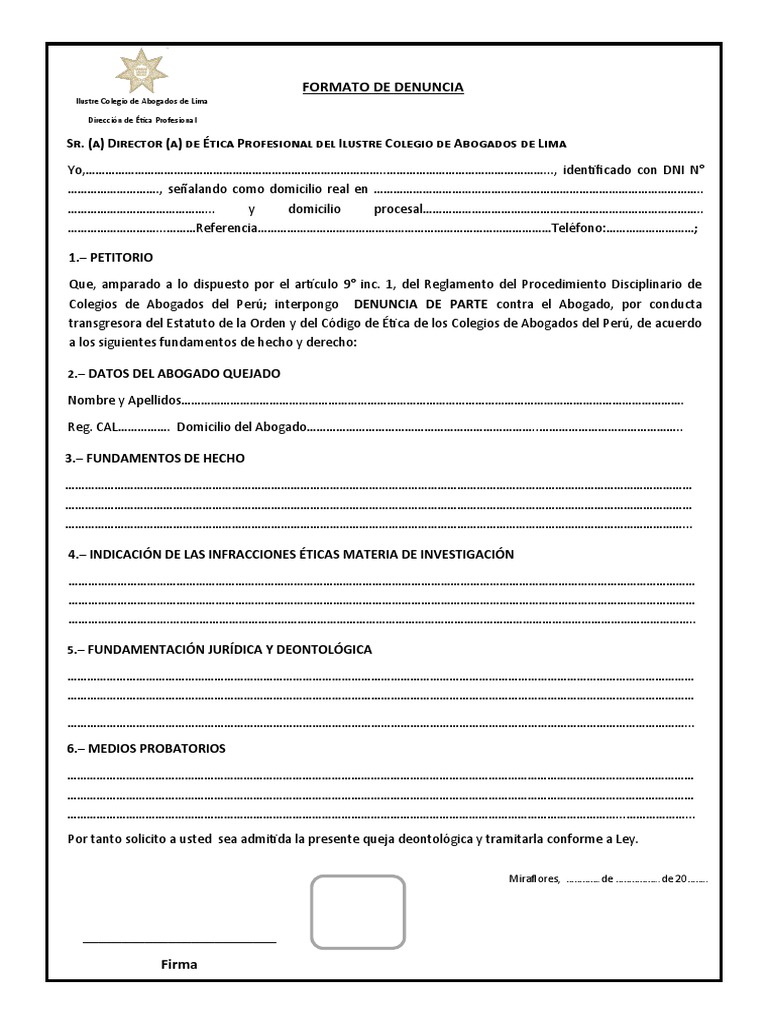 Formulario de Denuncia | PDF