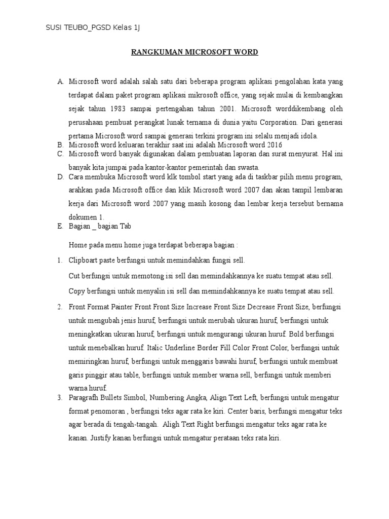 Rangkuman Microsoft Word | PDF