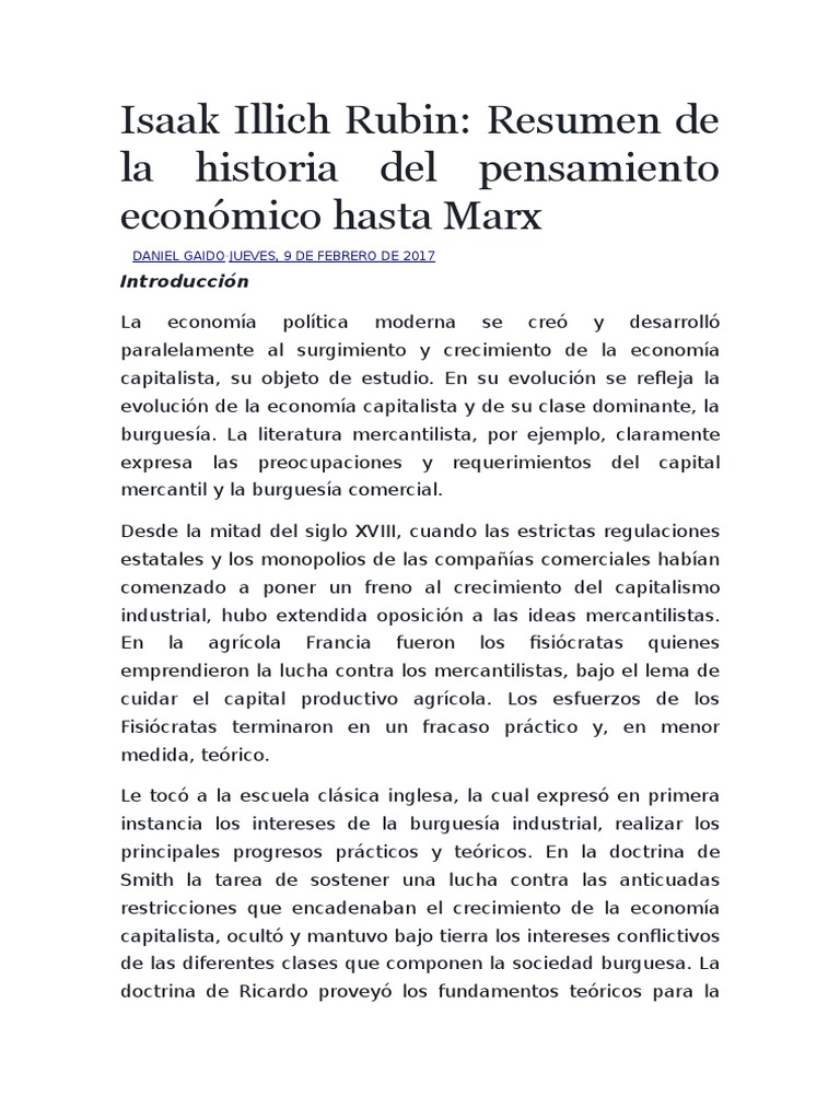 Isaak Illich Rubin | PDF | Mercantilismo | Capital (economía)