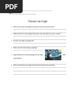 Vincent Van Gogh Questions | PDF