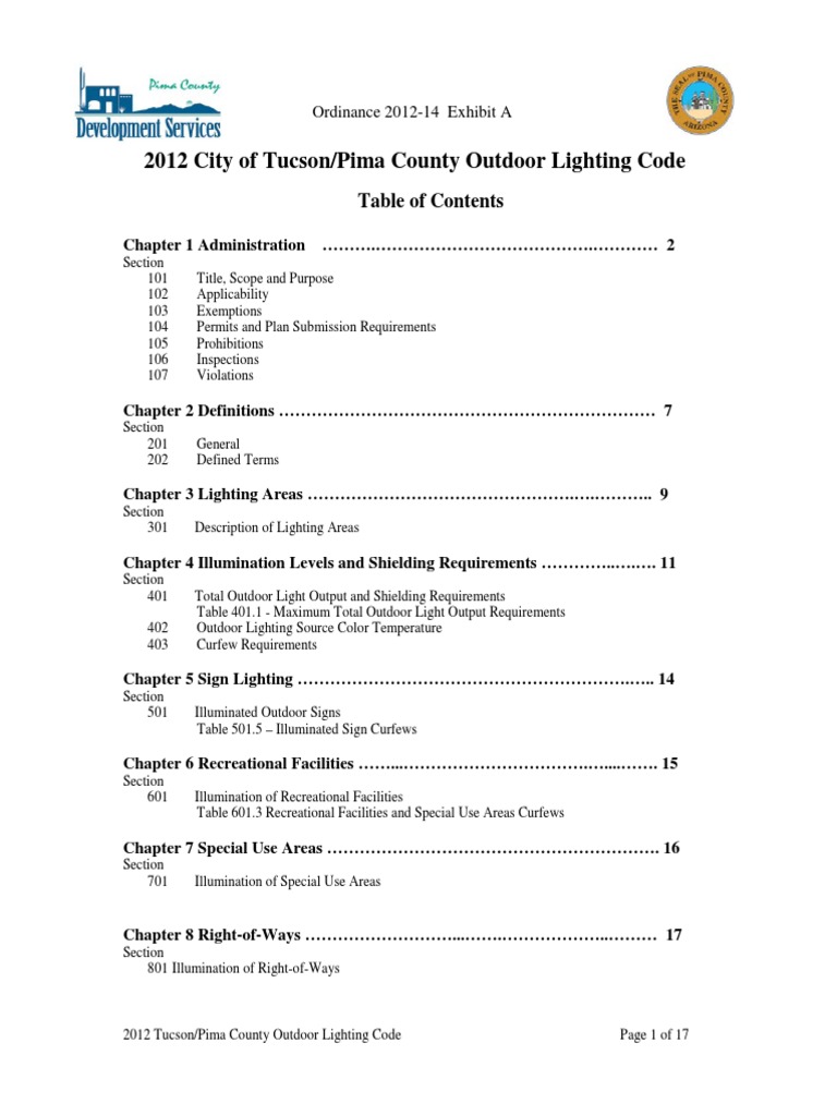 City of Tucson/Pima County Outdoor Lighting Code | PDF | Lighting | Traffic