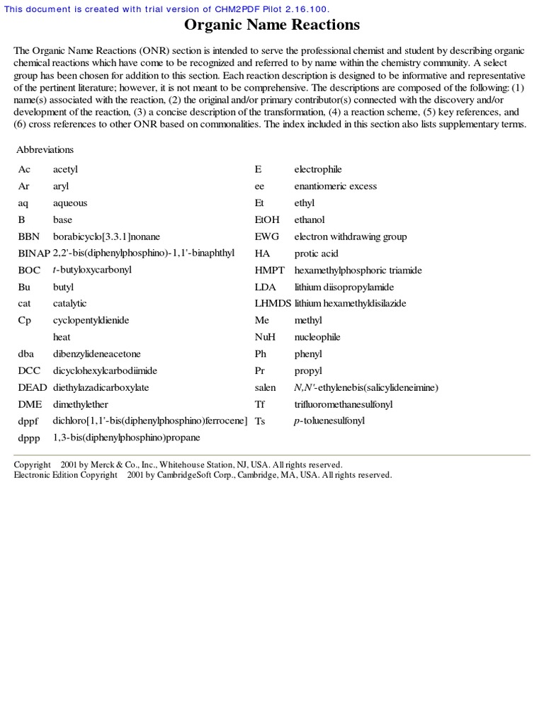 Organic Name Reactions PDF | PDF