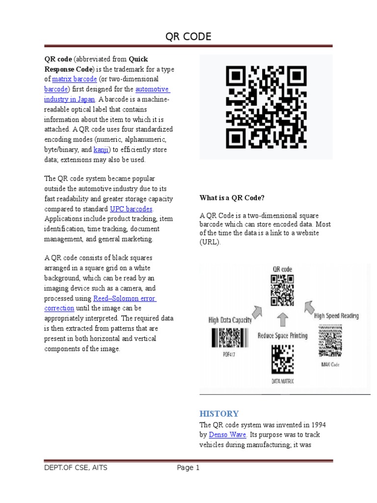 QR Code: Matrix Barcode Barcode Automotive Industry in Japan | PDF ...