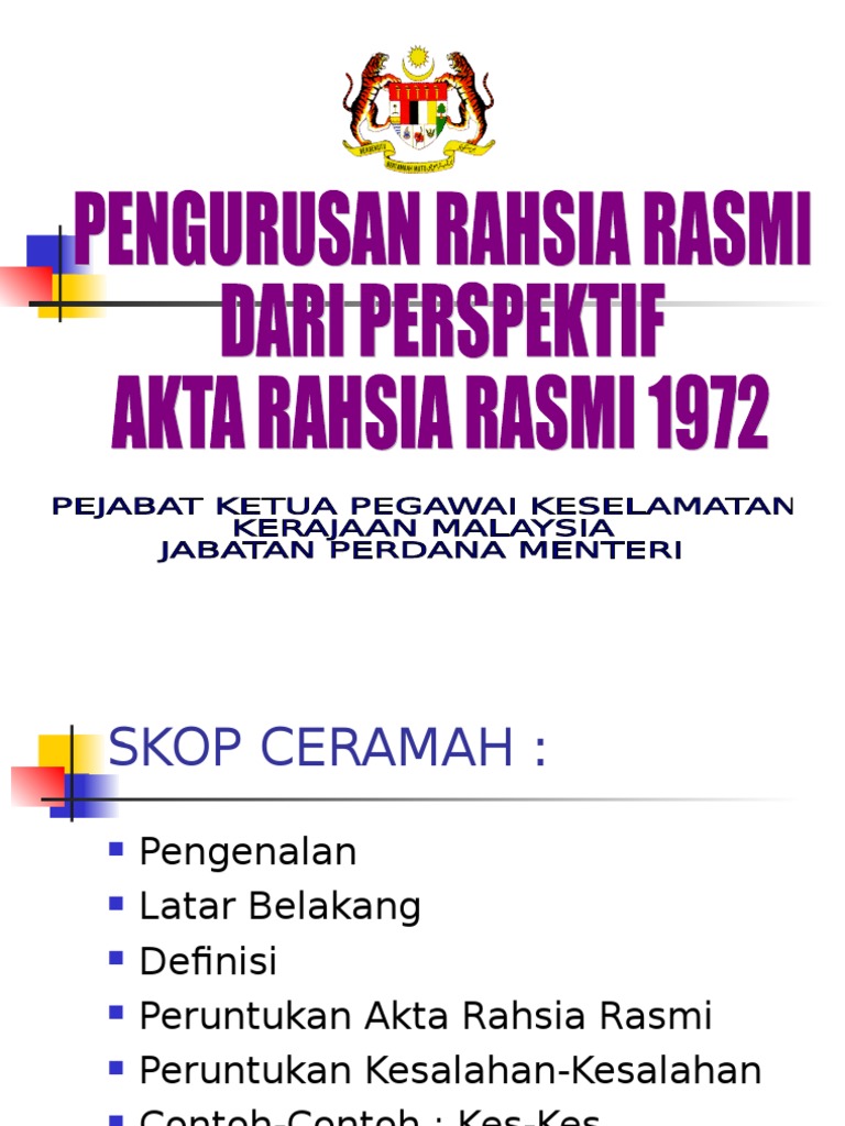 Akta Rahsia Rasmi 1972 | PDF
