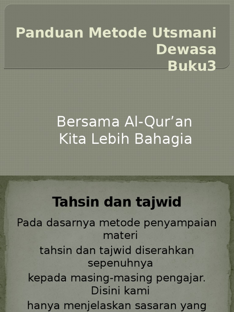 Panduan Metode Buku Tahsin Utsmani 3 | PDF