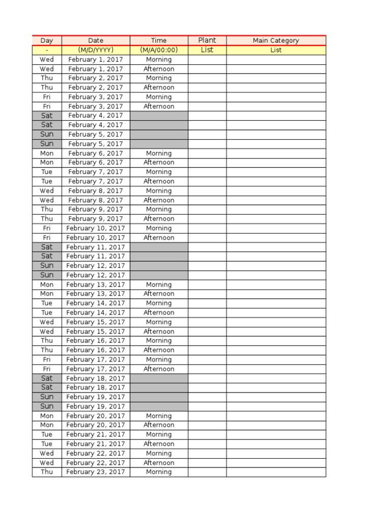 2017-02 Time Sheet Form | PDF