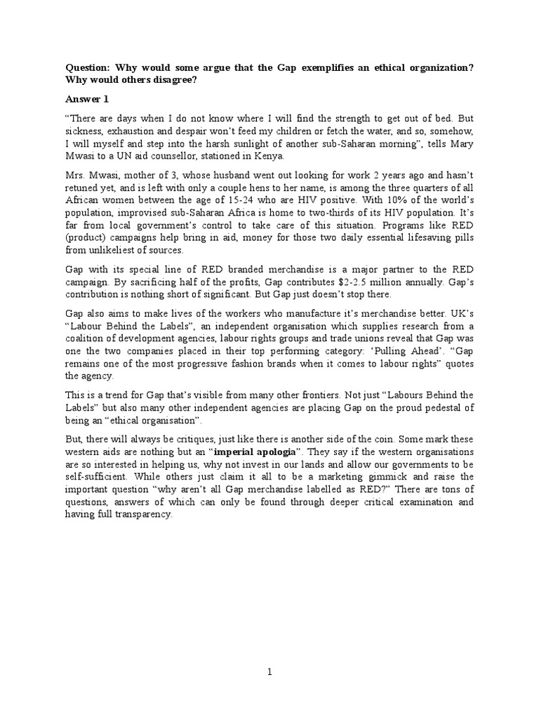 WAC Assignment - GAP-RED Case Study | PDF | Corporate Social Responsibility | Consumerism