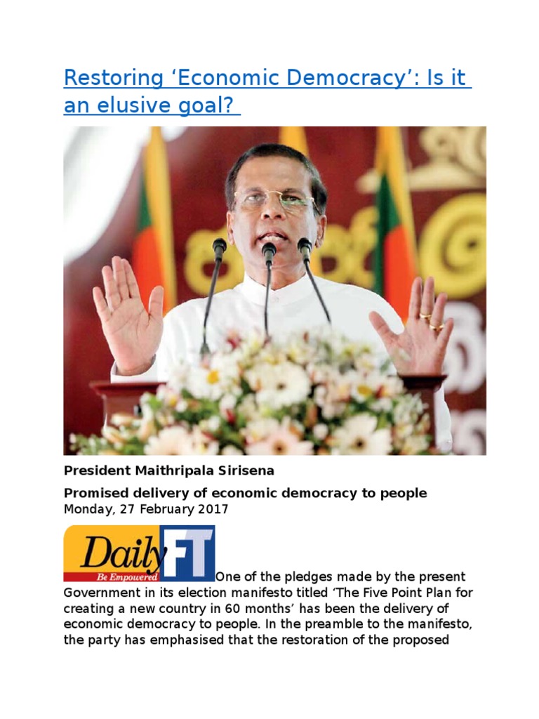 Restoring Economic Democracy Is It An Elusive Goal | PDF | Government ...